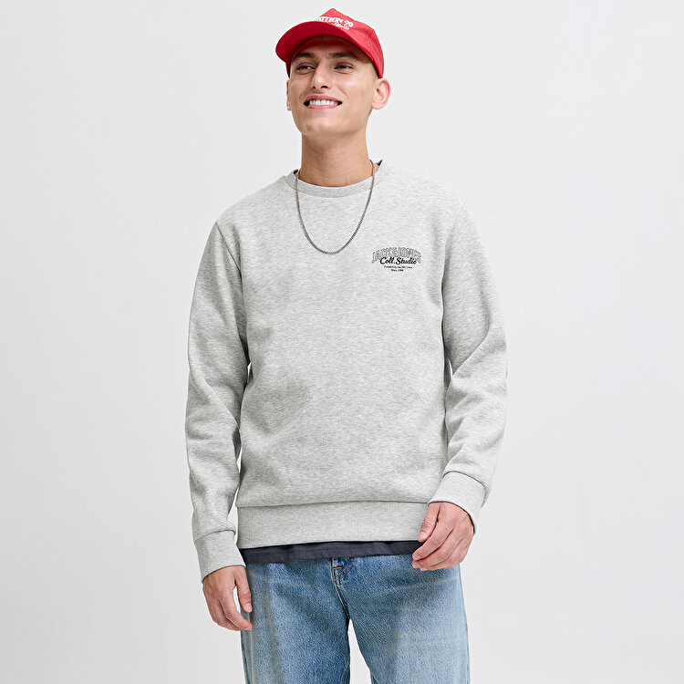 Jackandjones Makoto Crew Neck Erkek Gri Yuvarlak Yaka Sweatshirt 12278601