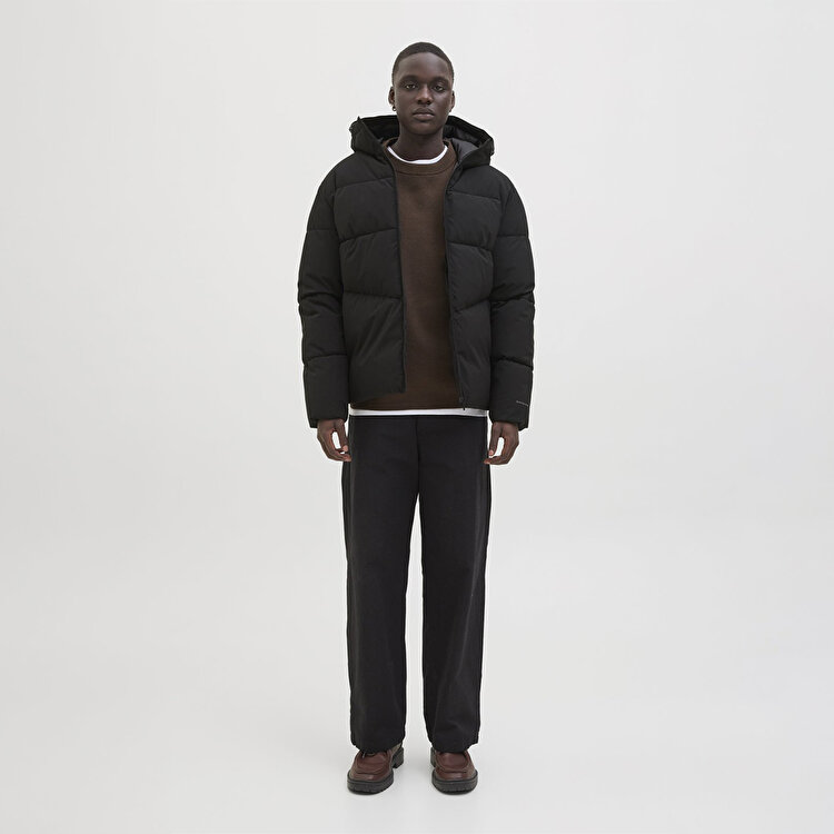 Jack&Jones Global Puffer Erkek Siyah Kapüşonlu Mont 12283517-BLK ...