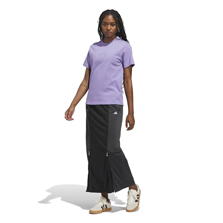 adidas Sc Cursive Kadın Mor Yuvarlak Yaka Tişört KB2402 - Sporthink