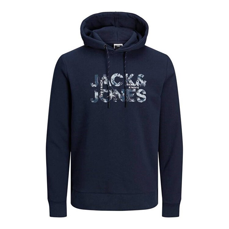 Jack&Jones Tech Erkek Lacivert Baskılı Kapüşonlu Sweatshirt 12216242 ...