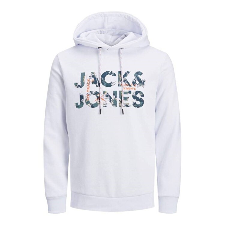 Jack&Jones Tech Erkek Beyaz Baskılı Kapüşonlu Sweatshirt 12216242-WHT ...